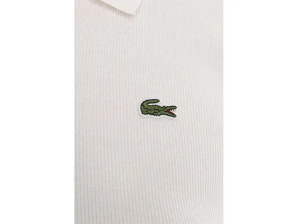 Lacoste Slim Fit L.12.d Ribbed Cotton Polo Shirt - White
