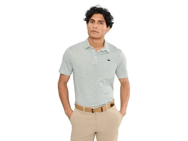 Lacoste Regular Fit Printed Golf Polo Shirt Clothing - Gray