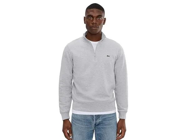 Lacoste High Neck Zipped Fleece Sweatshirt - Gray