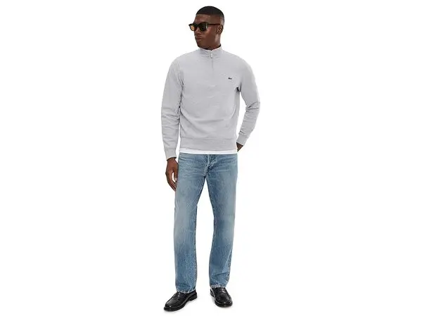 Lacoste High Neck Zipped Fleece Sweatshirt - Gray