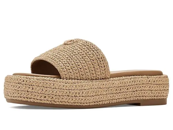 COACH Sculpted C Raffia Flatform Slides - Gray