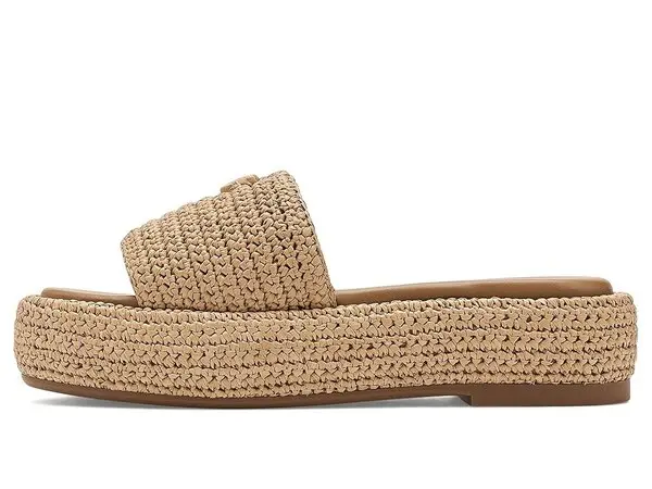 COACH Sculpted C Raffia Flatform Slides - Gray