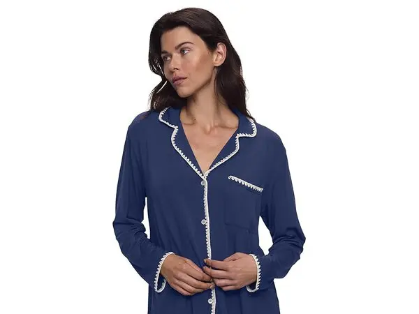 Eberjey Frida Long Pj Set Pajama Sets Plum/ivory - Blue