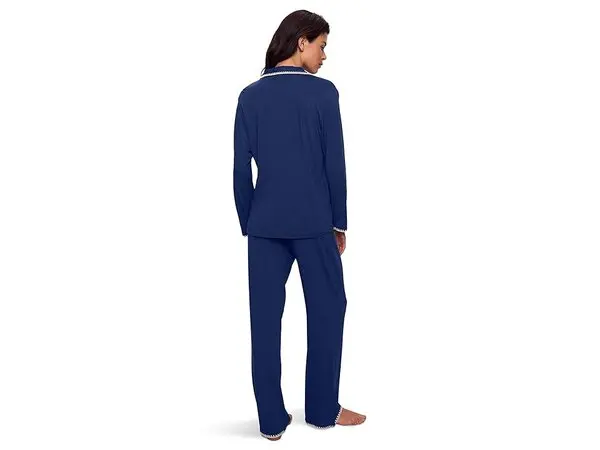 Eberjey Frida Long Pj Set Pajama Sets Plum/ivory - Blue