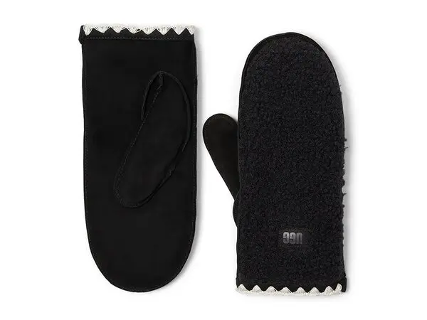 UGG Fluff Scalloped Mitten Gloves - Black