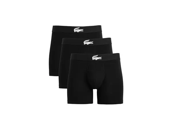 Lacoste 3-pack Stretch Jersey Boxer Briefs Underwear White - Black