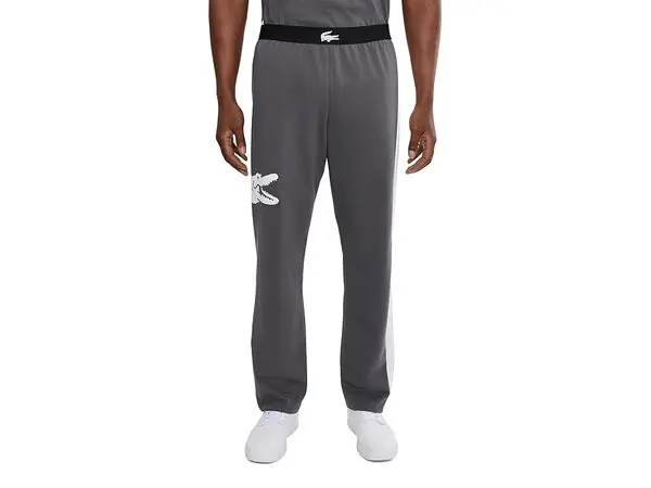 Lacoste Printed Fleece Loungewear Pants Clothing /navy Blue/white - Gray