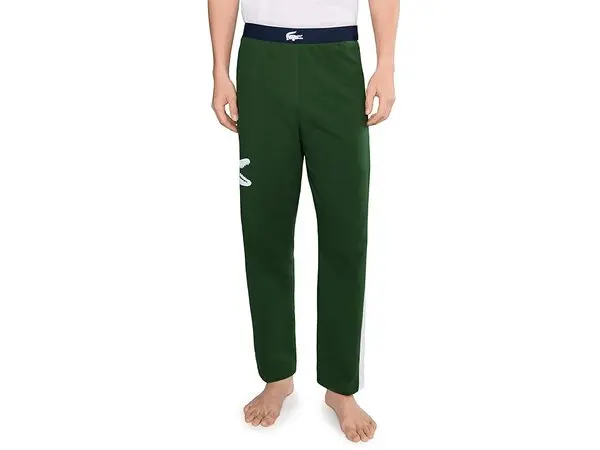 Lacoste Printed Fleece Loungewear Pants Clothing /navy Blue/white - Green