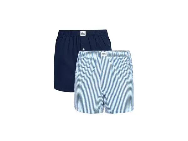 Lacoste 2-pack Cotton Poplin Boxers Underwear /white/navy - Blue