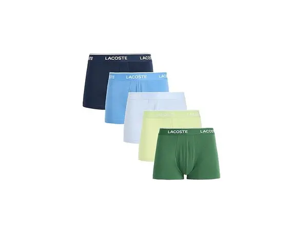 Lacoste 5-pack Logo Trunks Underwear /white/grey Chine - Blue