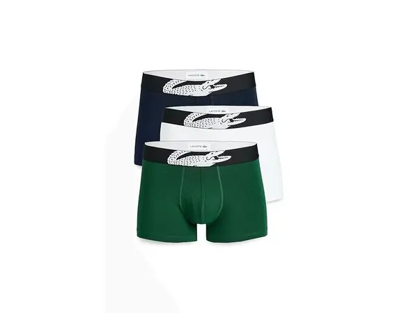 Lacoste 3-pack Crocodile Logo Trunks Underwear W/grey/olive/yellow - Multi