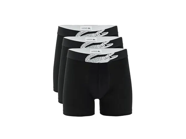 Lacoste 3-pack Crocodile Logo Boxer Briefs Underwear Navy Blue/grey Chine - Black