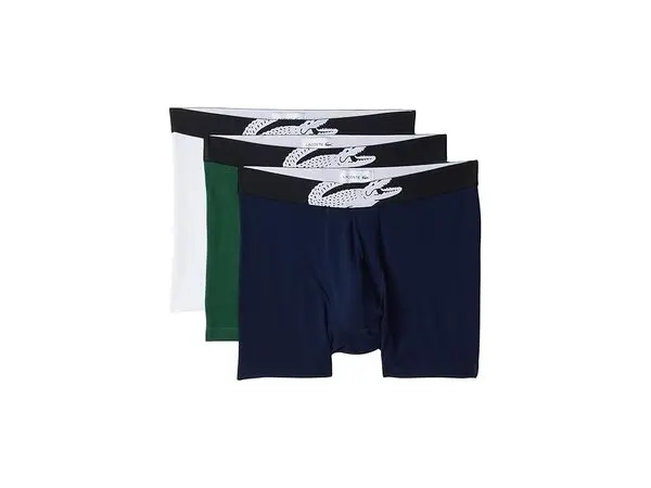 Lacoste 3-pack Crocodile Logo Boxer Briefs Underwear Navy Blue/grey Chine - Multi