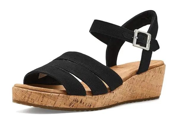 Toms Julia Wedge Sandals - Black