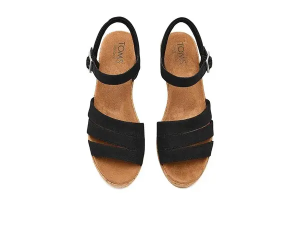 Toms Julia Wedge Sandals - Black