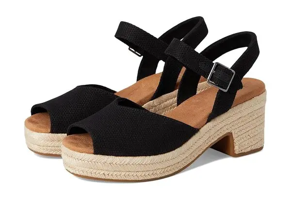 Toms Isla Peep Toe Platform Sandals - Black