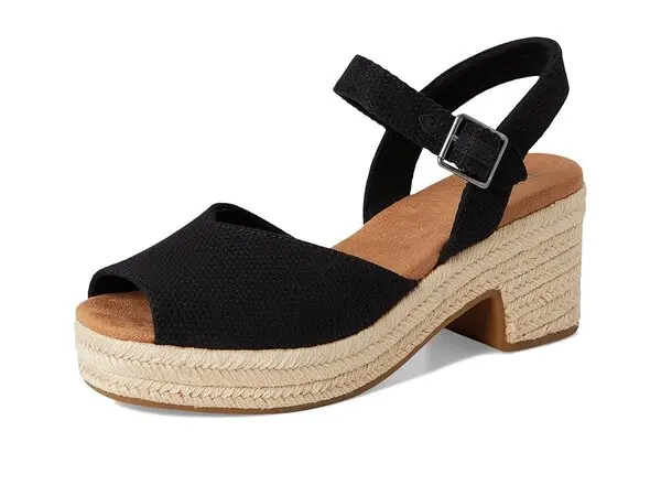 Toms Isla Peep Toe Platform Sandals - Black