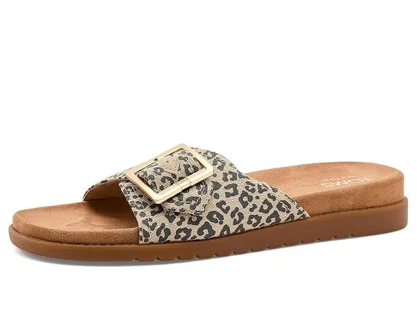 Toms Marin Slide Sandals Natural Leopard Print - Beige