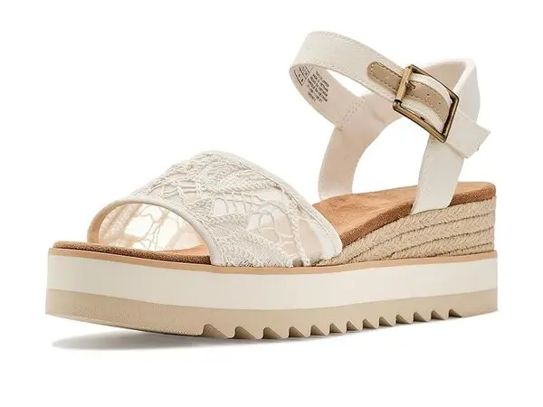 Toms Diana Platform Wedge Sandals With Buckled Ankle Strap - Gray