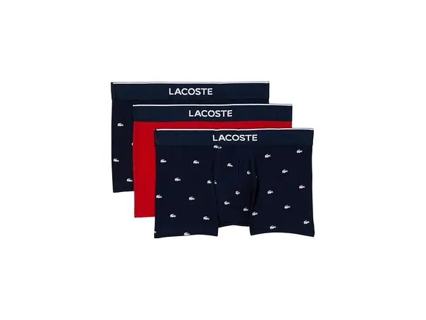 Lacoste 3-pack Printed Stretch Trunks Underwear Blue/red - Navy