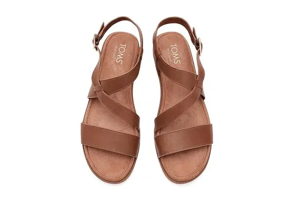 Toms Mar Leather Sandals With Adjustable Buckle - Brown