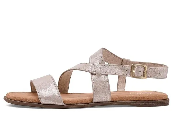 Toms Mar Leather Sandals With Adjustable Buckle - Gold