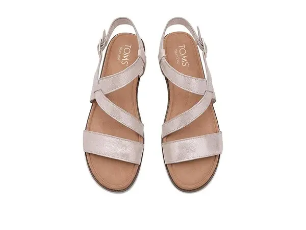 Toms Mar Leather Sandals With Adjustable Buckle - Gold
