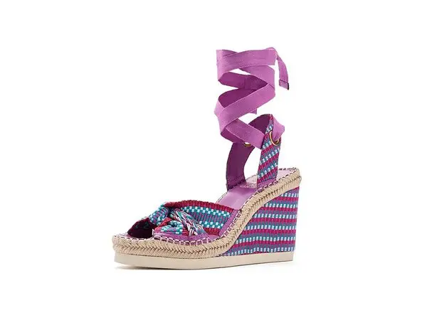 Vince Camuto Bealie Woven Lace-up Wedge Sandals - Multi