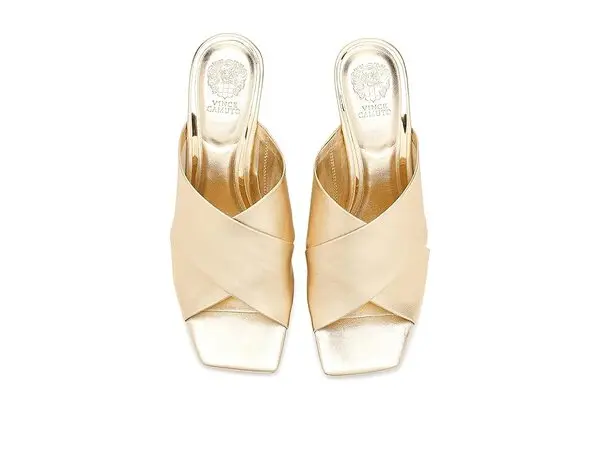 Vince Camuto Kespa Cross Band Mule Sandals - Gold