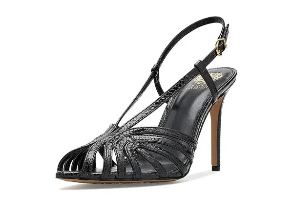 Vince Camuto Hannie Caged Toe Slingback Stiletto Sandals - Black