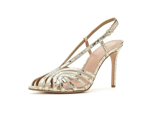 Vince Camuto Hannie Caged Toe Slingback Stiletto Sandals - Gold