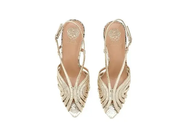 Vince Camuto Hannie Caged Toe Slingback Stiletto Sandals - Gold