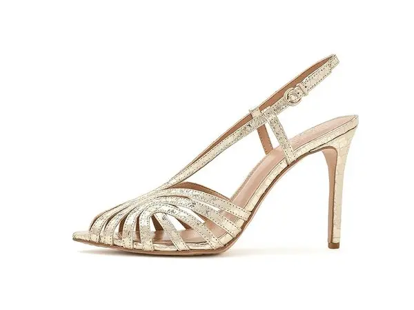 Vince Camuto Hannie Caged Toe Slingback Stiletto Sandals - Gold