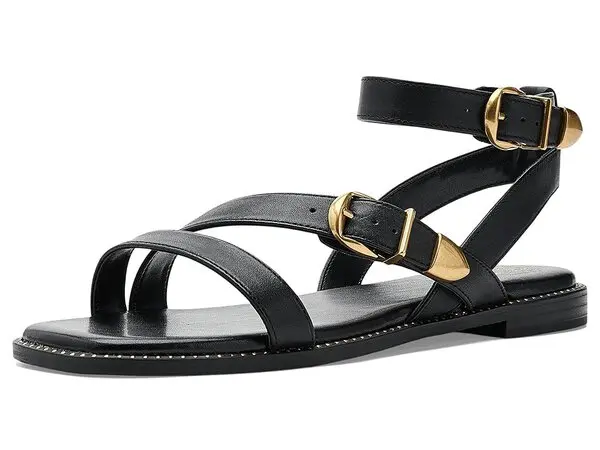 Vince Camuto Neiko Double Buckle Strappy Flat Sandals - Black