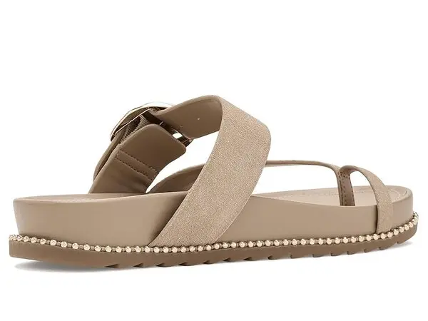 Vince Camuto Buckled Toe Loop Slide Sandals - Beige