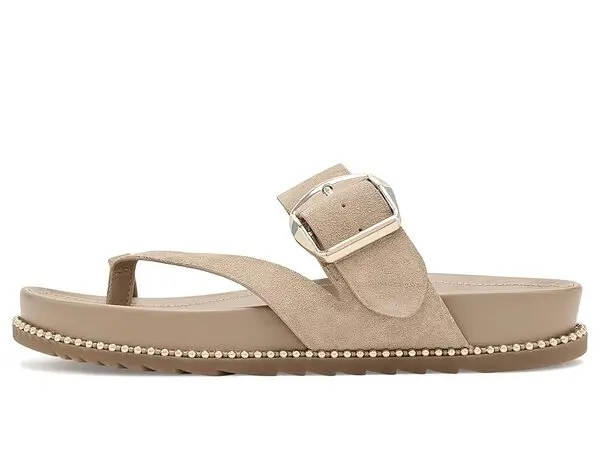 Vince Camuto Buckled Toe Loop Slide Sandals - Beige