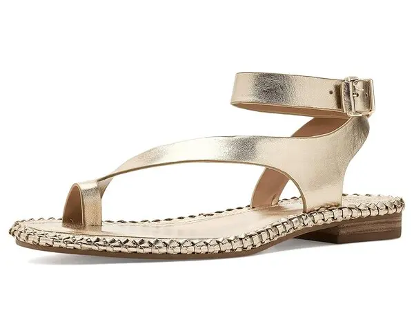 Vince Camuto Libahs Ankle Strap Toe Loop Flat Sandals - Gold