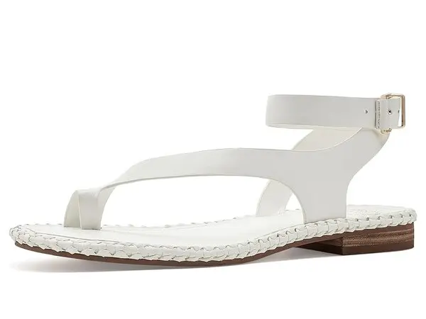 Vince Camuto Libahs Ankle Strap Flat Sandals With Toe Loop - White