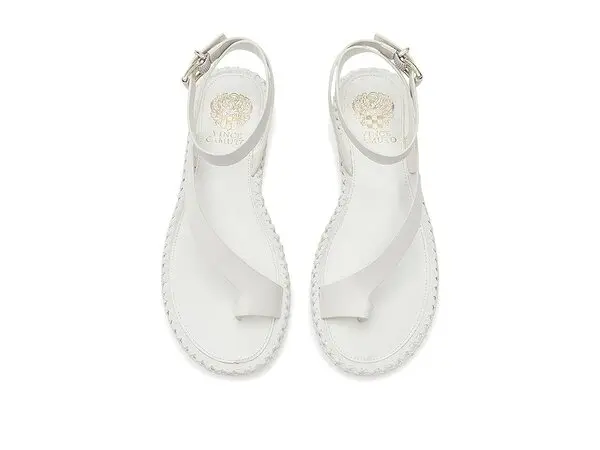 Vince Camuto Libahs Ankle Strap Flat Sandals With Toe Loop - White