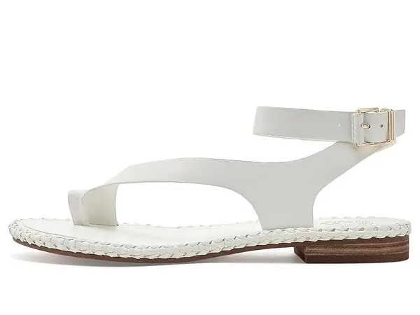 Vince Camuto Libahs Ankle Strap Flat Sandals With Toe Loop - White