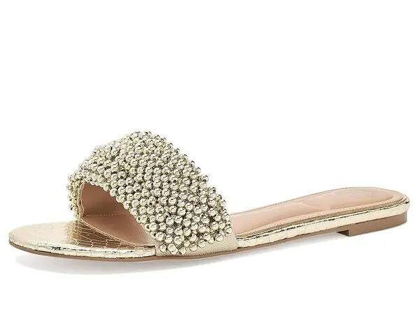 Vince Camuto Balea Embellished Beaded Band Flat Sandals - Gold