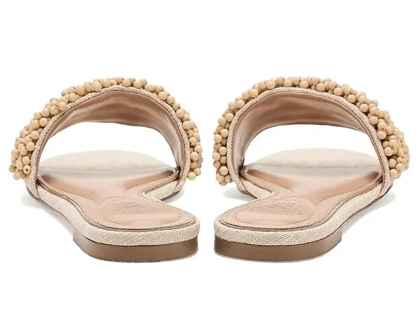 Vince Camuto Balea Embellished Beaded Band Flat Sandals - Gray