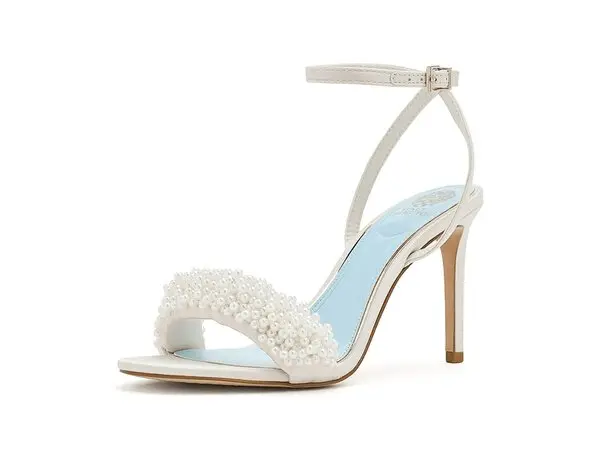 Vince Camuto Arleem Beaded Band Ankle Strap Stiletto Sandals - Bone