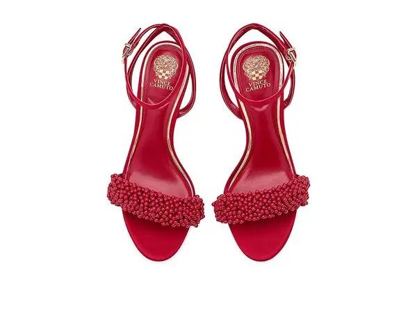 Vince Camuto Arleem Beaded Band Ankle Strap Stiletto Sandals - Orange