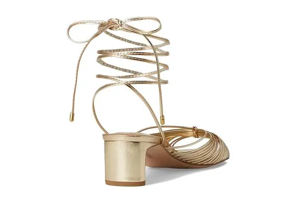 Vince Camuto Lory Ankle Wrap Kitten Heel Sandals - Gold