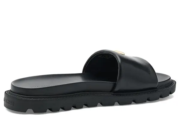 COACH Brynn Leather Slide Sandals With Gold Tone Hardware