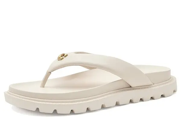 COACH Brynn Leather Thong Sandals - White