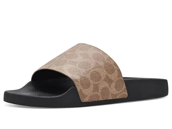 COACH Signature Canvas Pool Slides - Tan