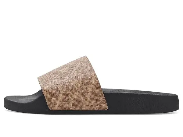 COACH Signature Canvas Pool Slides - Tan