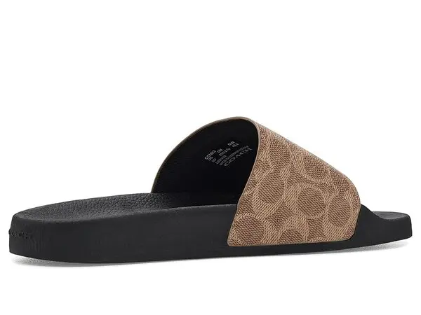 COACH Signature Canvas Pool Slides - Tan